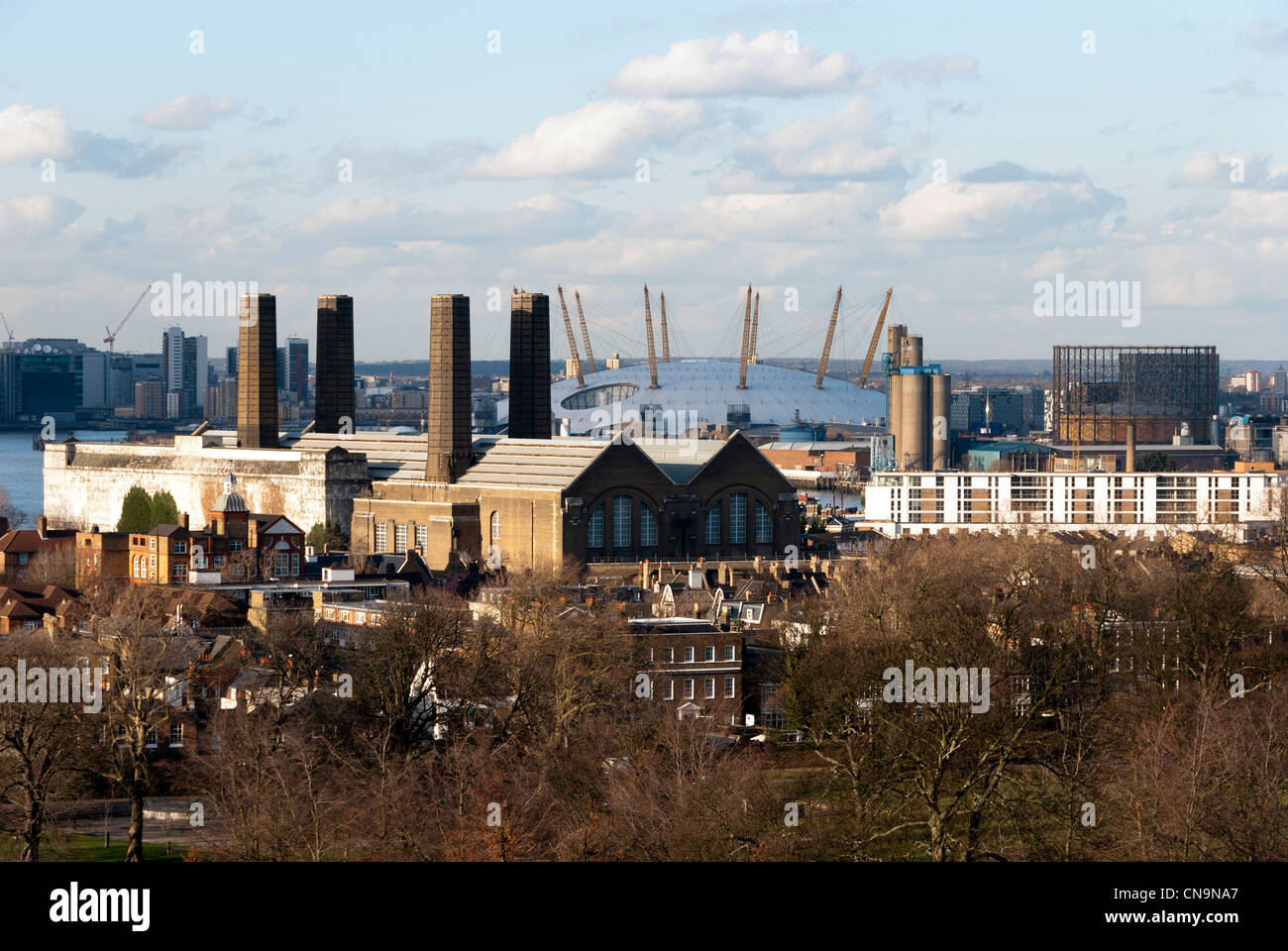 Greenwich Power Station with The O2 visible in the background - London ...