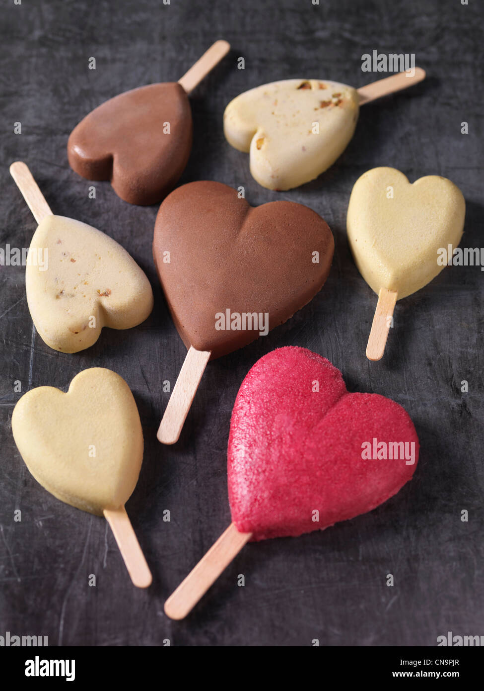 Heart-shaped ice cream bars Stock Photo - Alamy