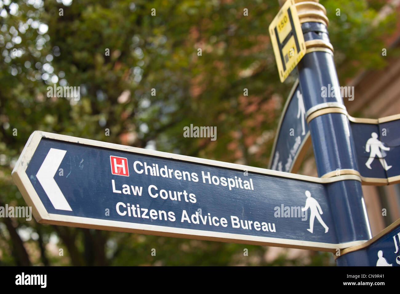 Public street signs to Birmingham Law courts Stock Photo - Alamy