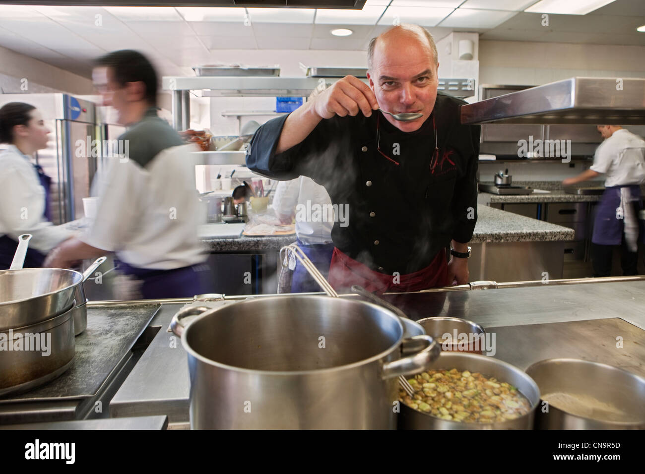 France, Gard, Nimes, chef Michel Kayser, Alexandre kitchen Stock Photo ...