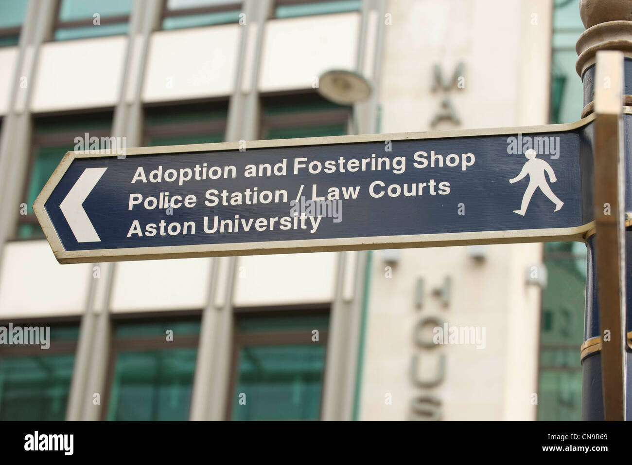 Public street signs to Birmingham Law courts Stock Photo - Alamy