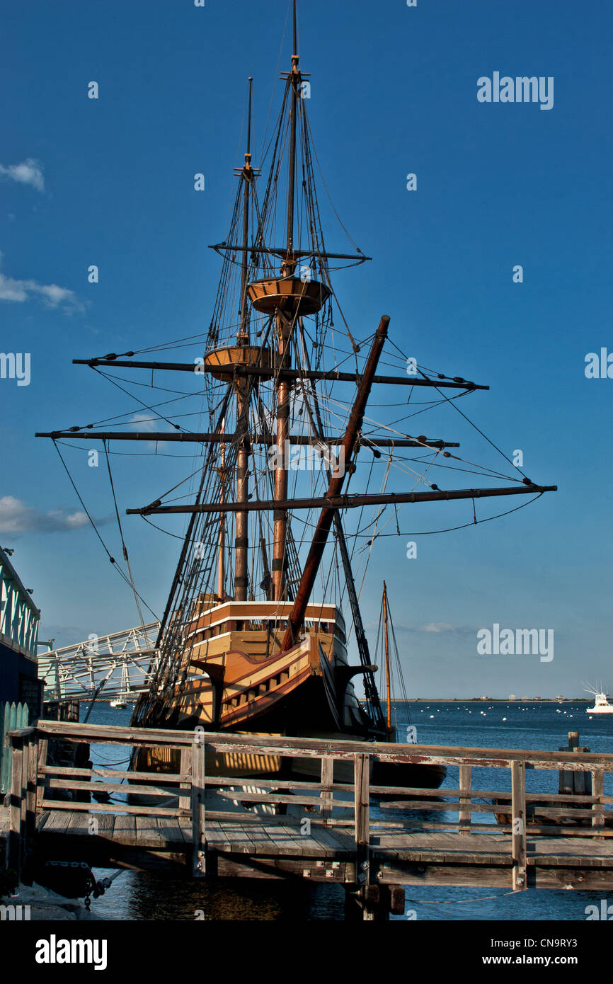 Ship Mayflower II, docked at Plymouth harbor, Plymouth Massachusetts ...