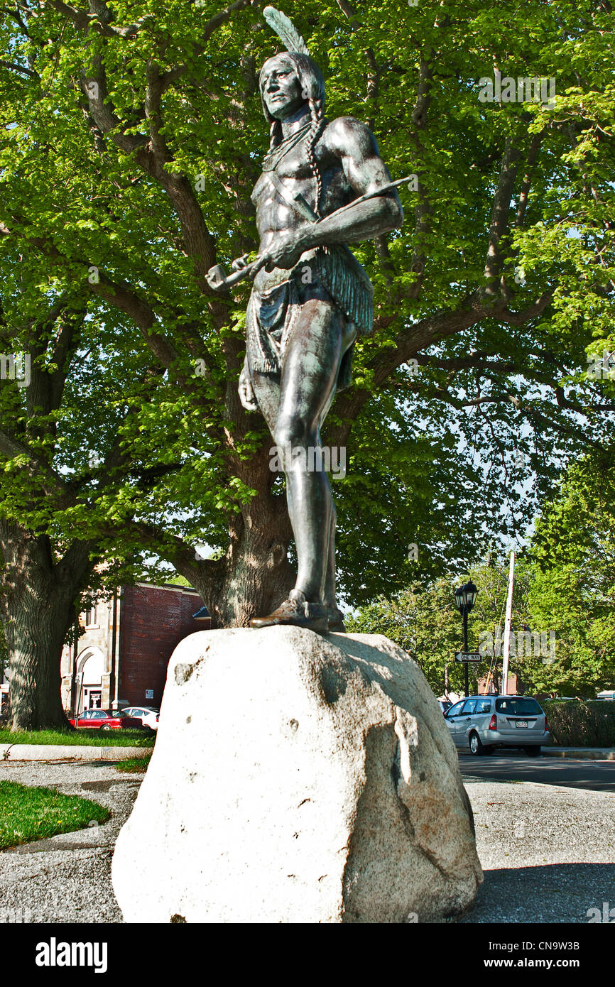 Statue of American Indian chief Massasoit, Cyrus Dallin, sculptor ...