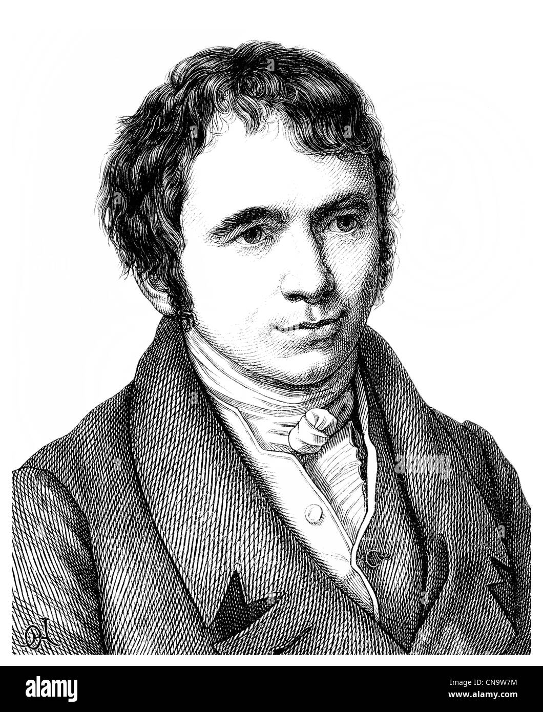 Historical drawing, August Johann Wilhelm Neander, 1789 - 1850, a ...