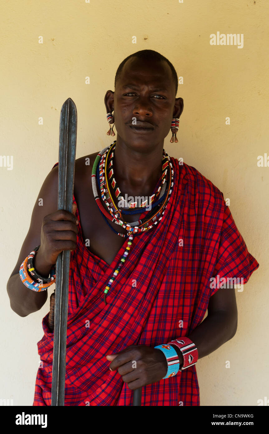 Kenya, Tsavo East National Park, Masai man portrait Stock Photo - Alamy