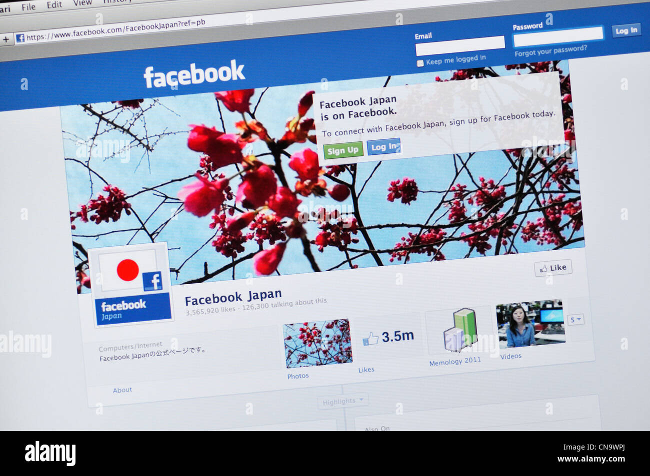 Facebook website - Japan Stock Photo - Alamy