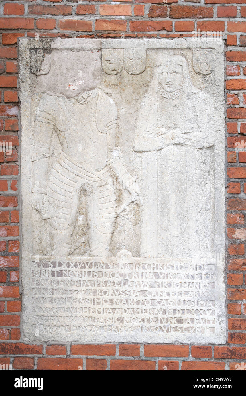 Outside the epitaph on the walls of the cathedral in Kaliningrad Stock ...