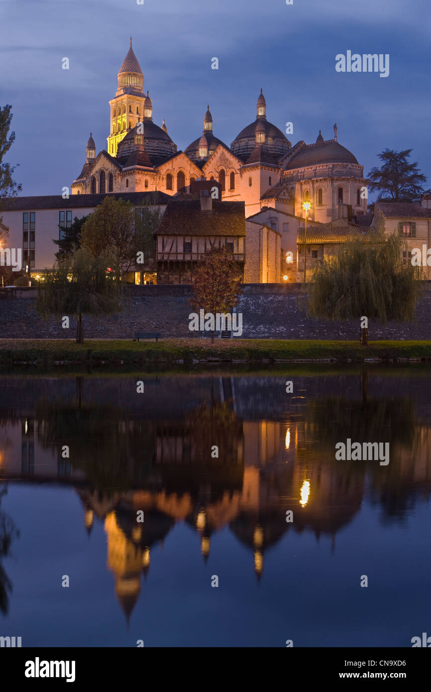 France, Dordogne, Perigueux Cathedral Saint Front, and its domes, step ...