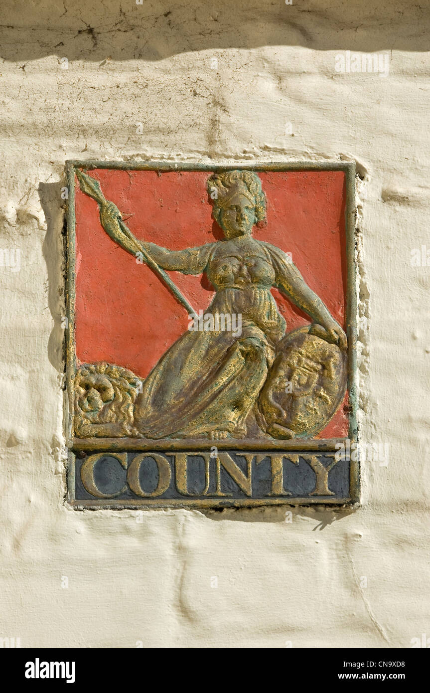 Close up of county fire insurance mark on wall of building York North ...