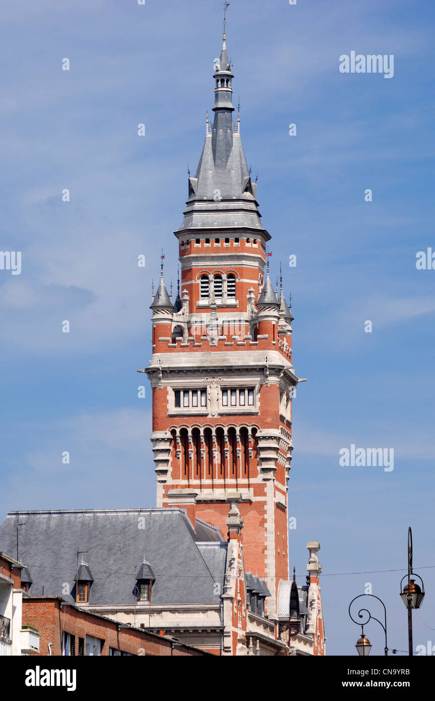 France, Nord, Dunkirk, belfry of the city hall of Dunkirk Stock Photo ...
