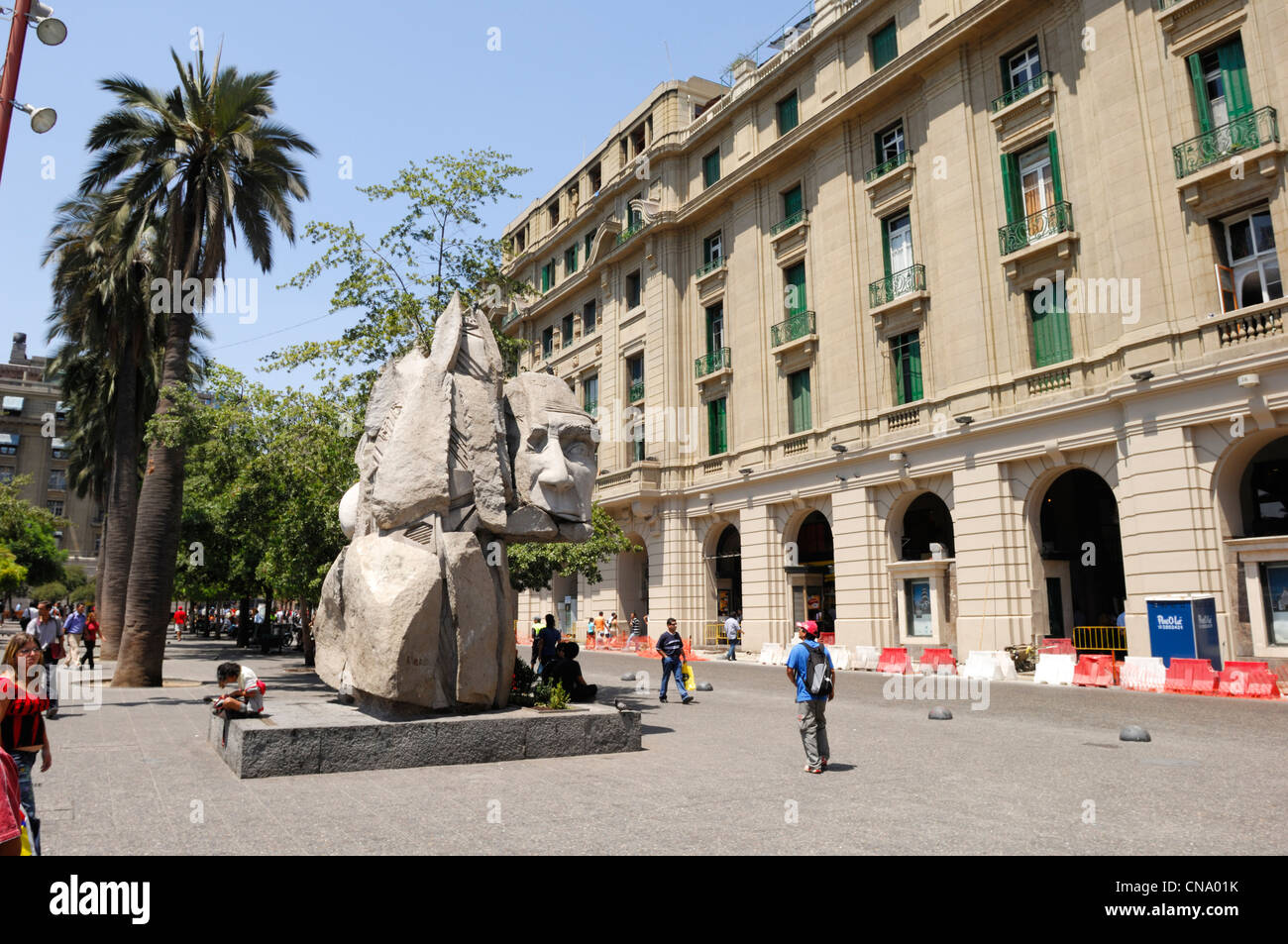 Chile, Santiago de Chile, statue of the Plaza de Armas in Santiago de ...