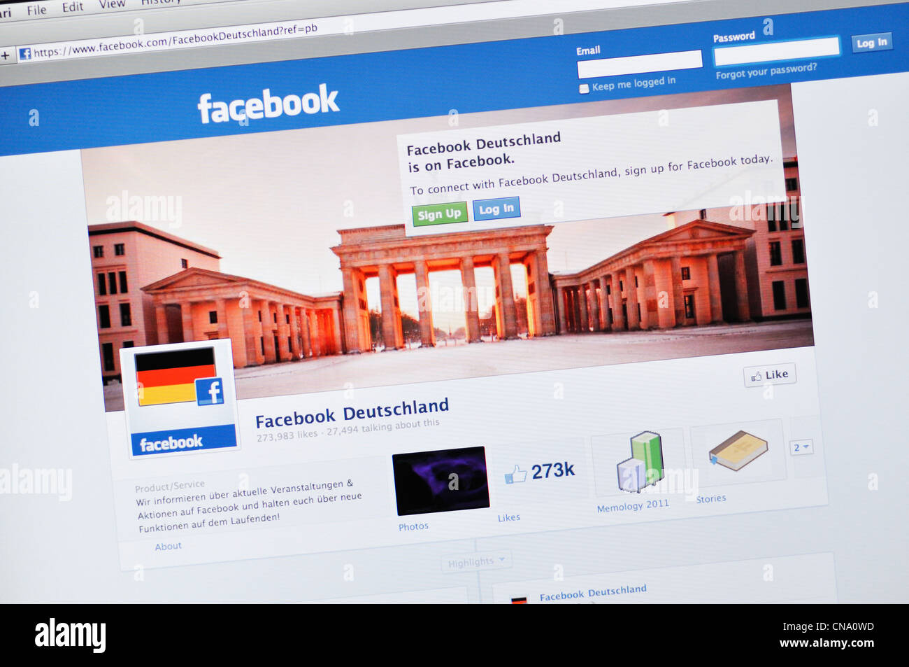 Facebook website - Germany Stock Photo - Alamy