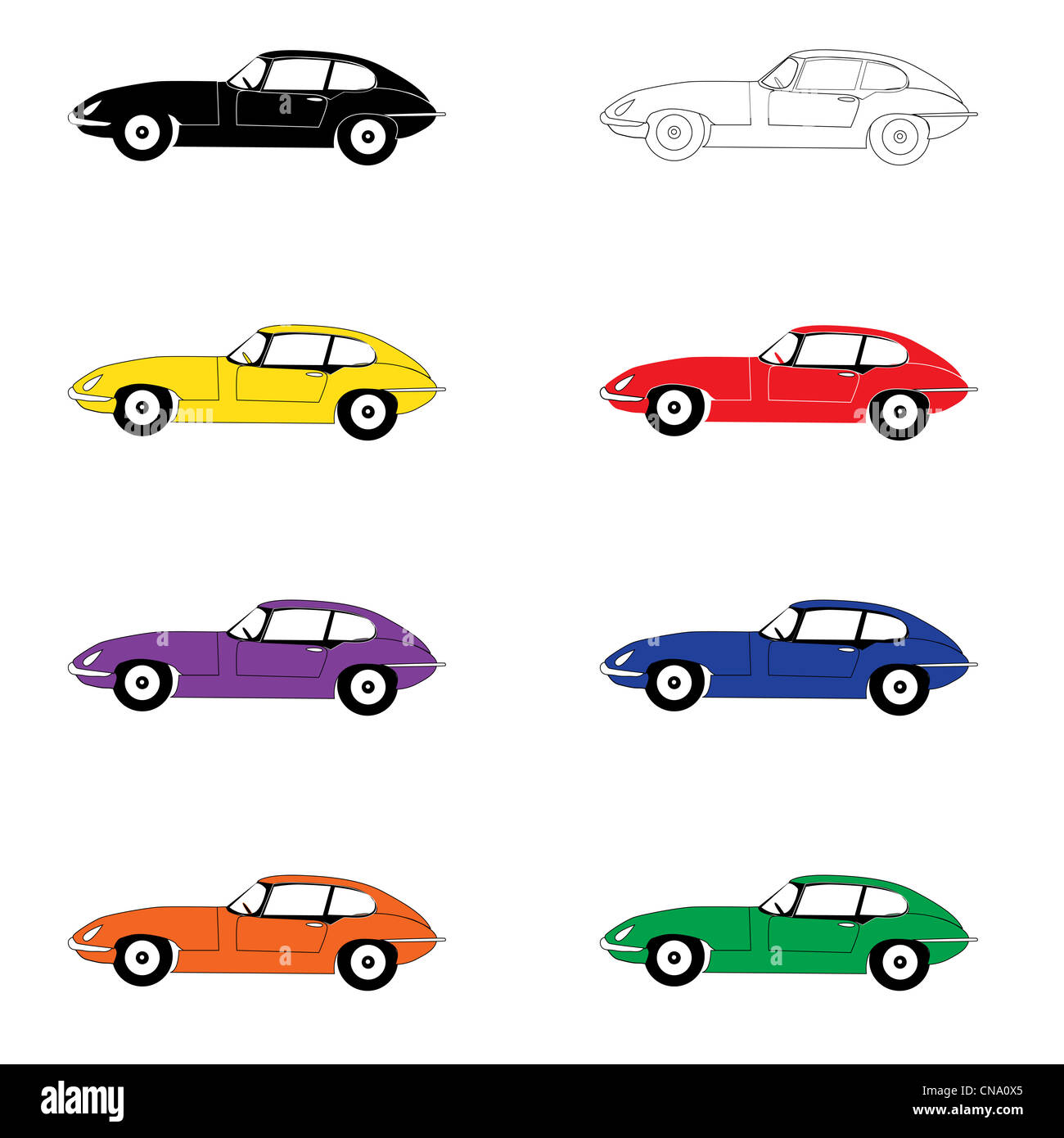 Eight cars of color of a rainbow Stock Photo - Alamy