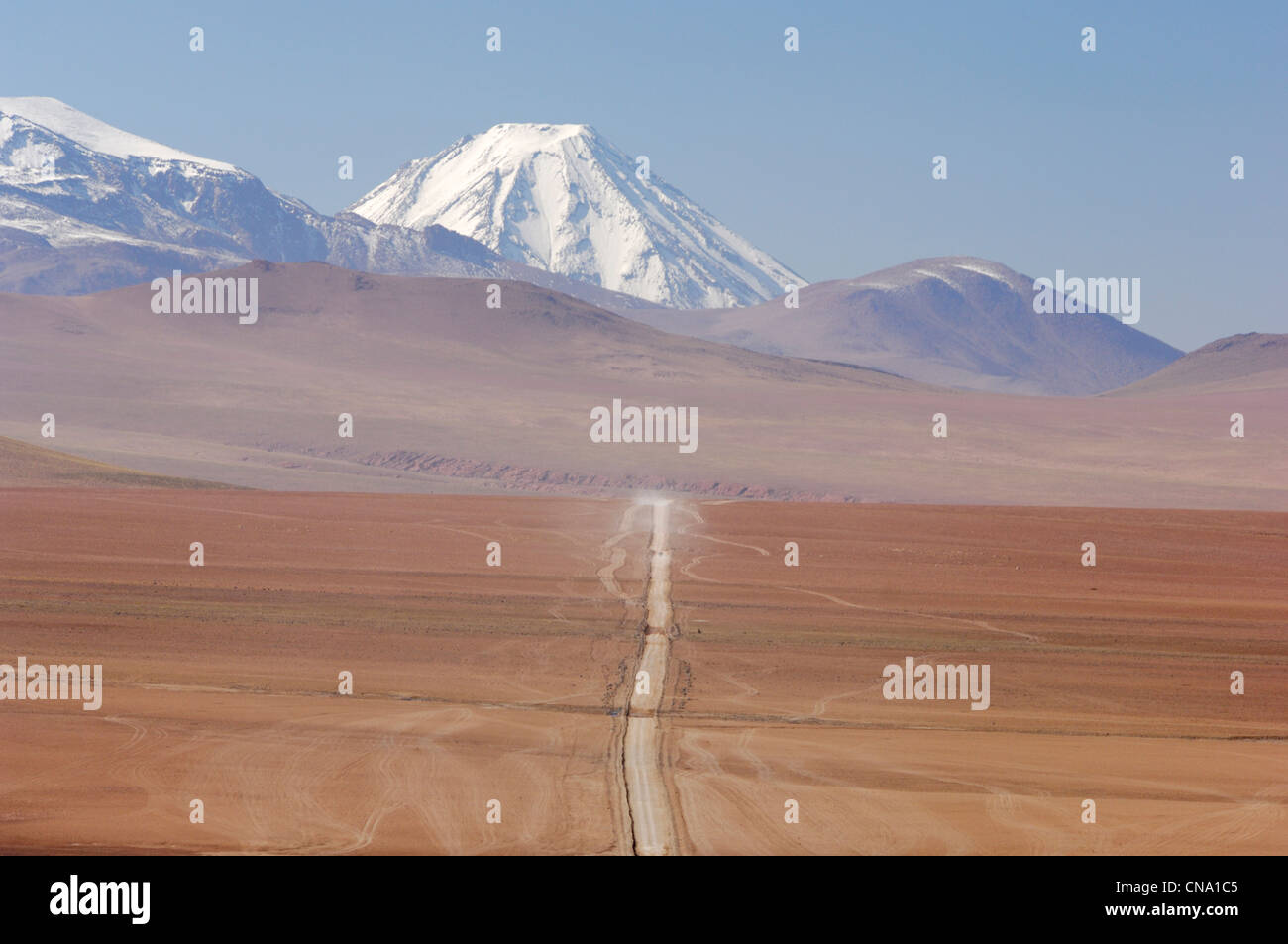 Chile, Antofagasta region, Altiplano, road or dirt track in the ...