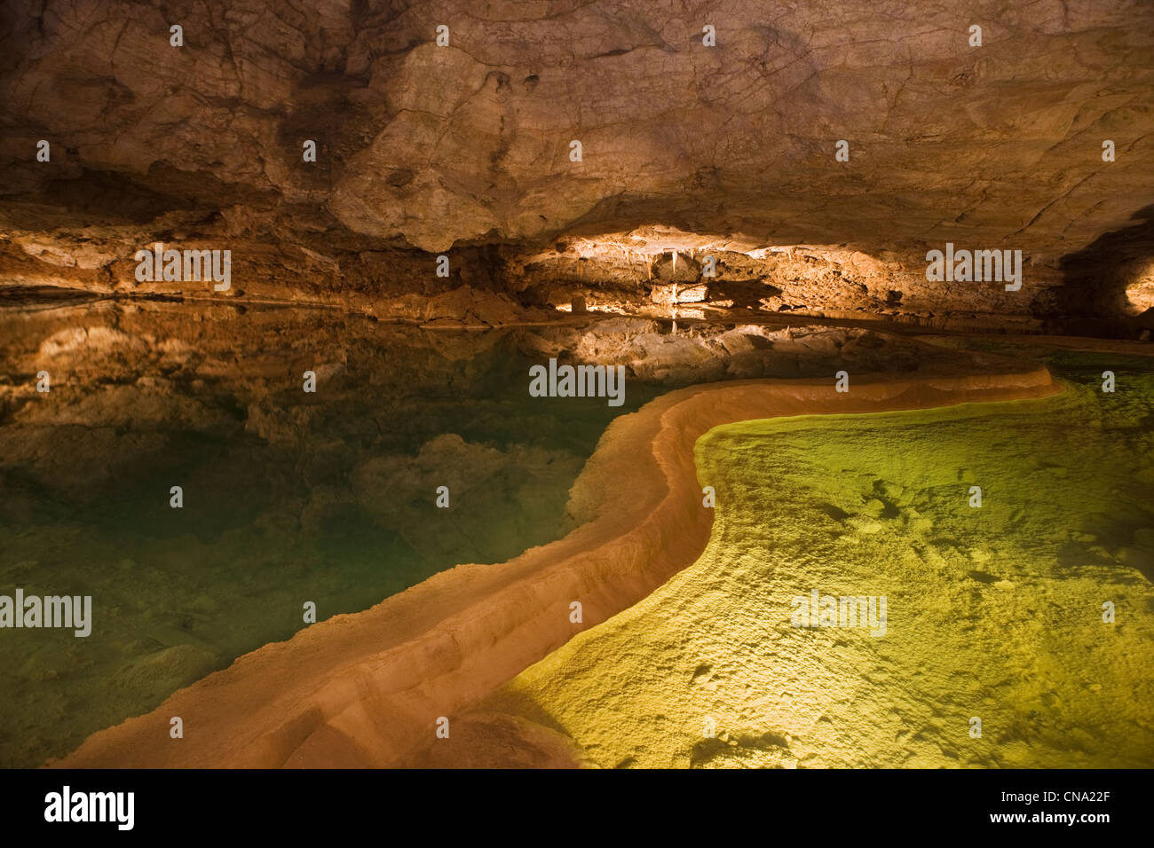 France, Lot, Padirac, Padirac chasm, the underground river Stock Photo ...