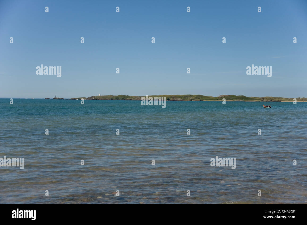 The beach at Traeth Llanddwyn and Llanddwyn island on Anglesey Stock ...