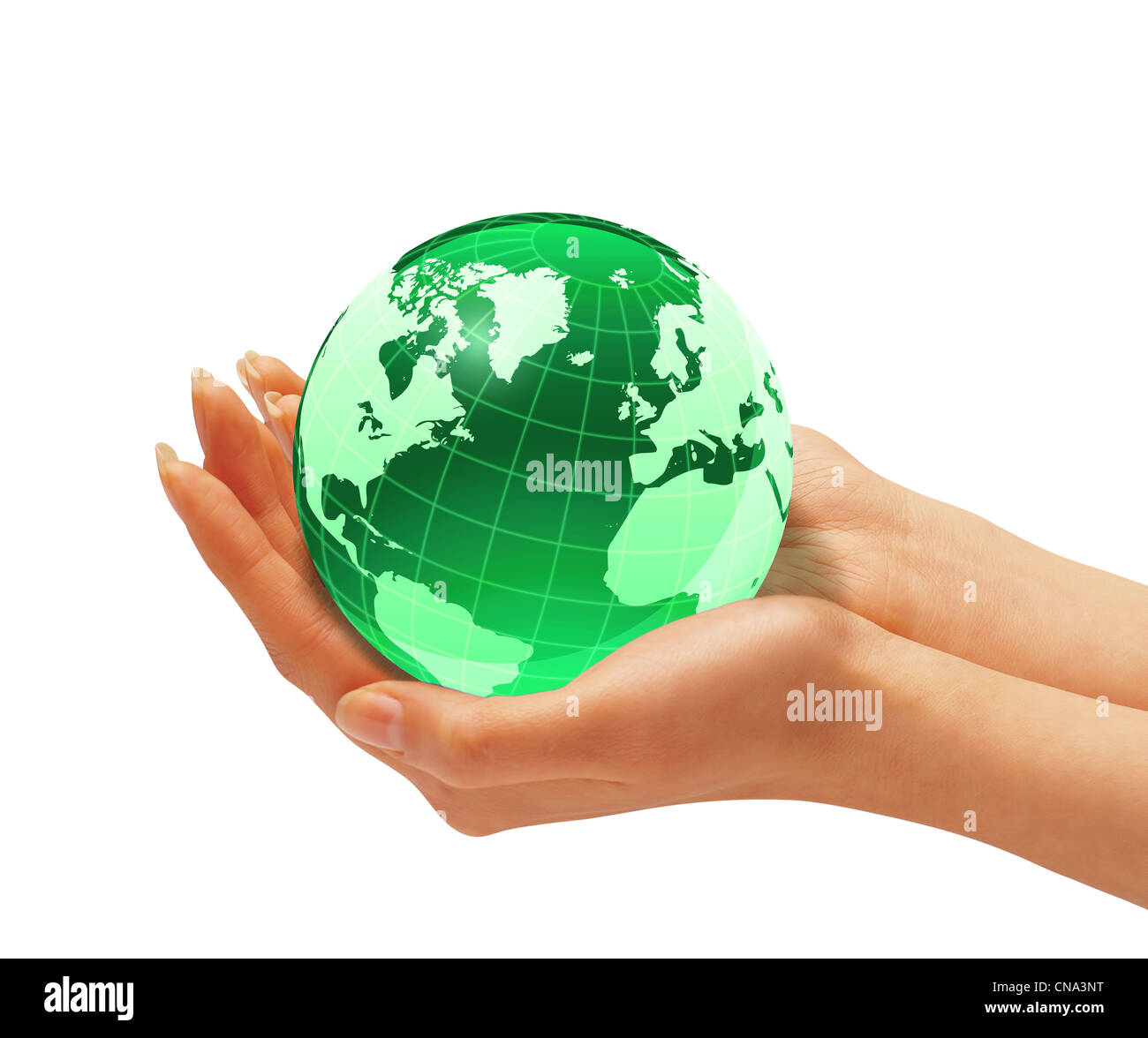 Woman's hands holding the earth globe. On white background. Clipping ...