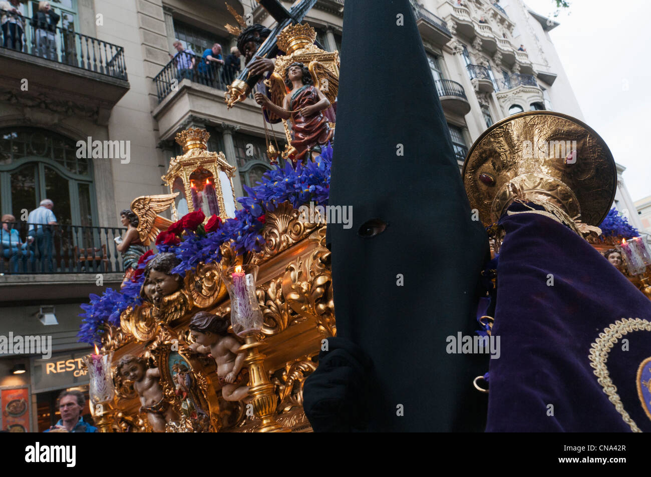Spain, Catalonia, Barcelona, La Rambla, Holy Week Procession Stock ...