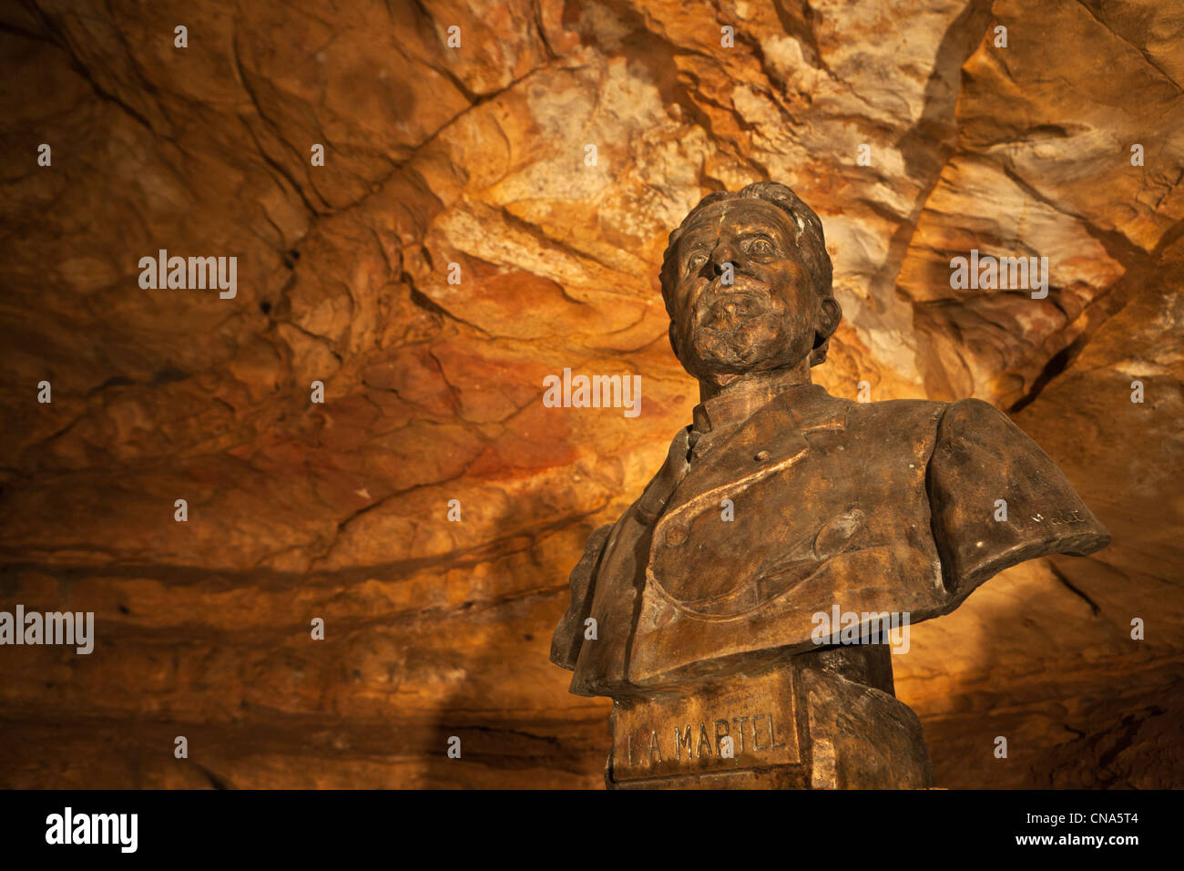 France, Lot, Padirac, Padirac chasm, Bust of Edouard Alfred Martel at ...