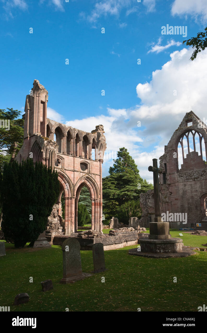 The ruined medieval architecture of Dryburgh Abbey in the Scottish ...