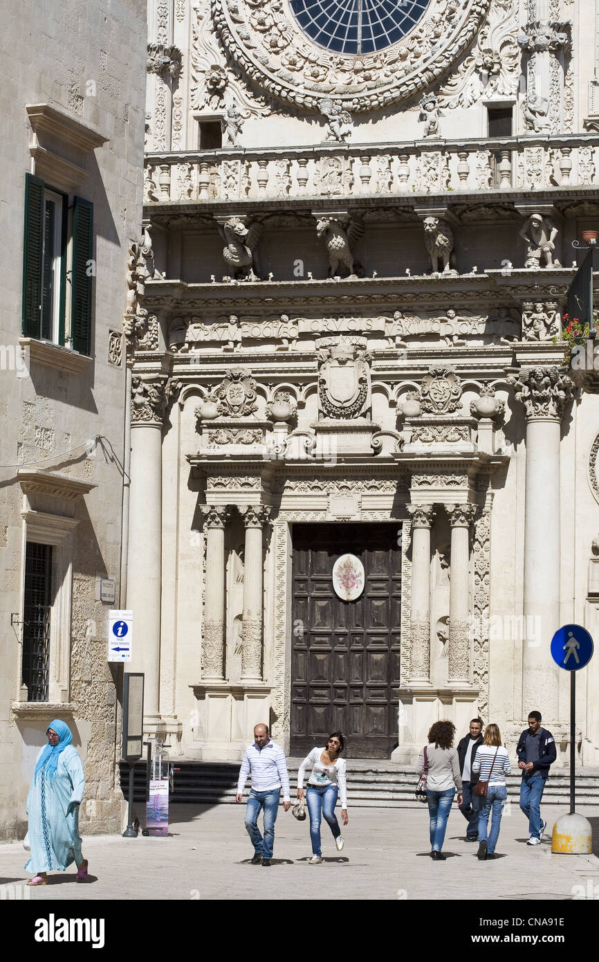 Italy, Puglia, Lecce, Santa Croce basilica built in the 16th and 17th ...