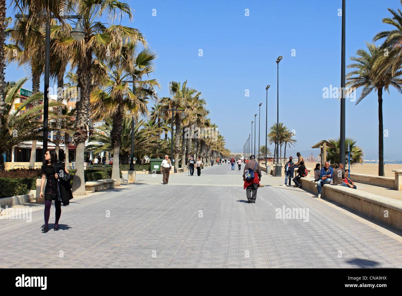 Promenade on the beach Valencia Spain Stock Photo - Alamy