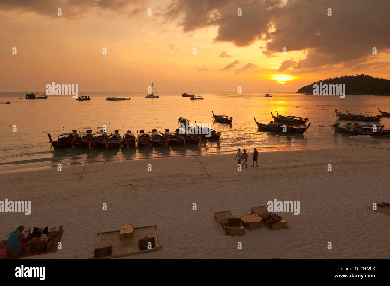Sunset view from sunset beach on Koh Lipe island, Thailand Stock Photo ...