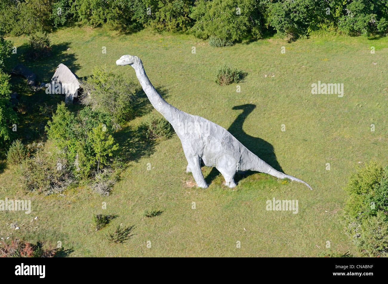 France, Lot, Lacave, Préhistologia prehistoric thematic park (aerial ...