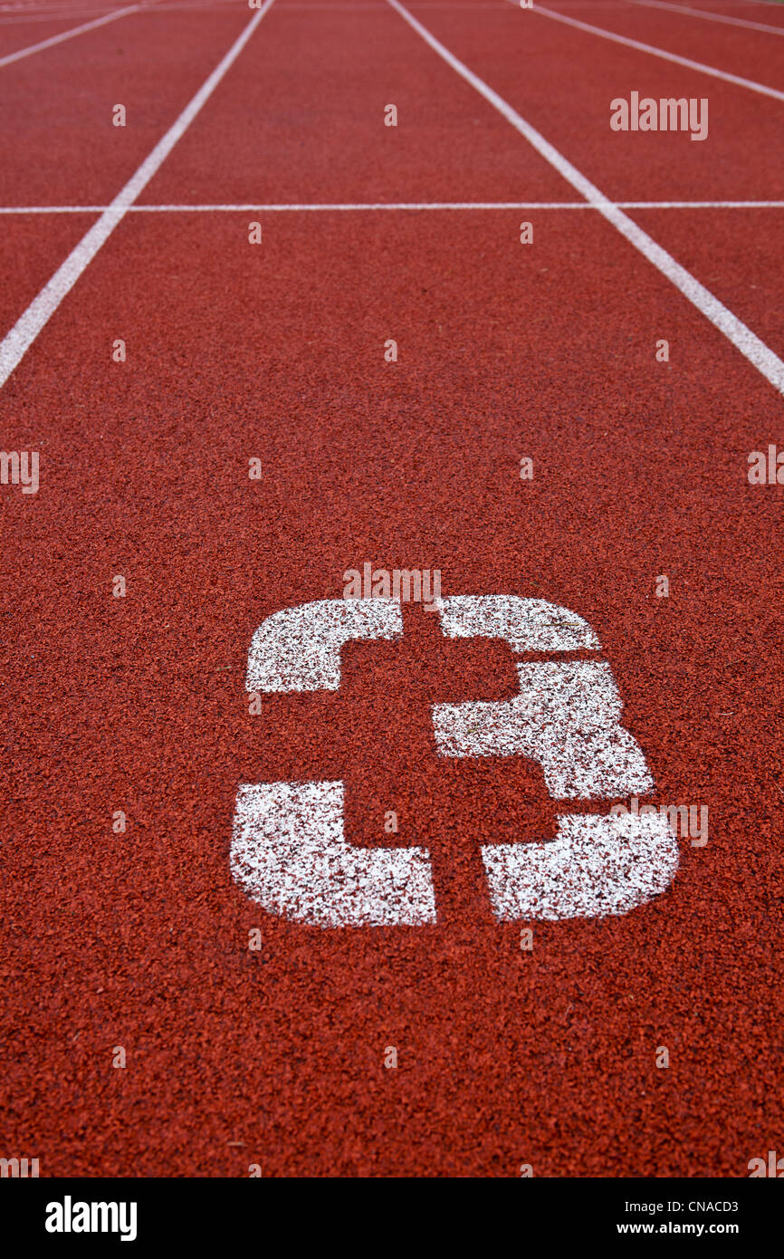 Sport grounds concept - Athletics Track Lane Numbers Stock Photo - Alamy