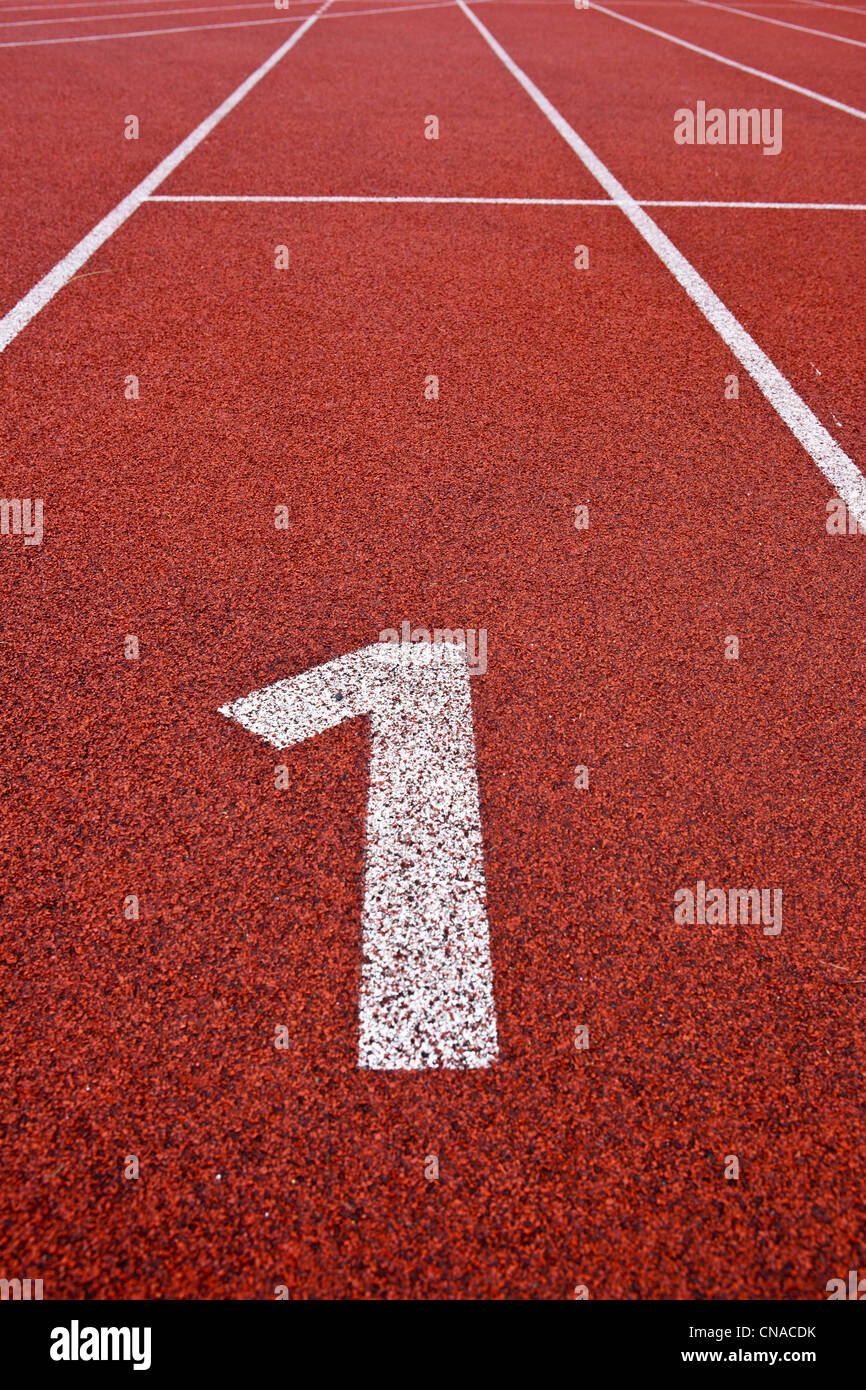 Sport grounds concept - Athletics Track Lane Numbers Stock Photo - Alamy