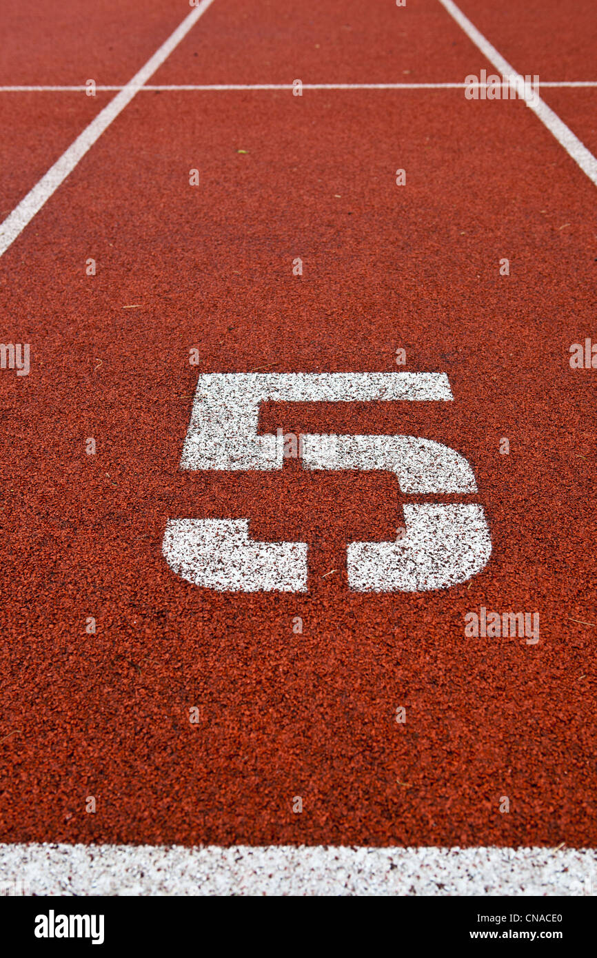 Sport grounds concept - Athletics Track Lane Numbers Stock Photo - Alamy
