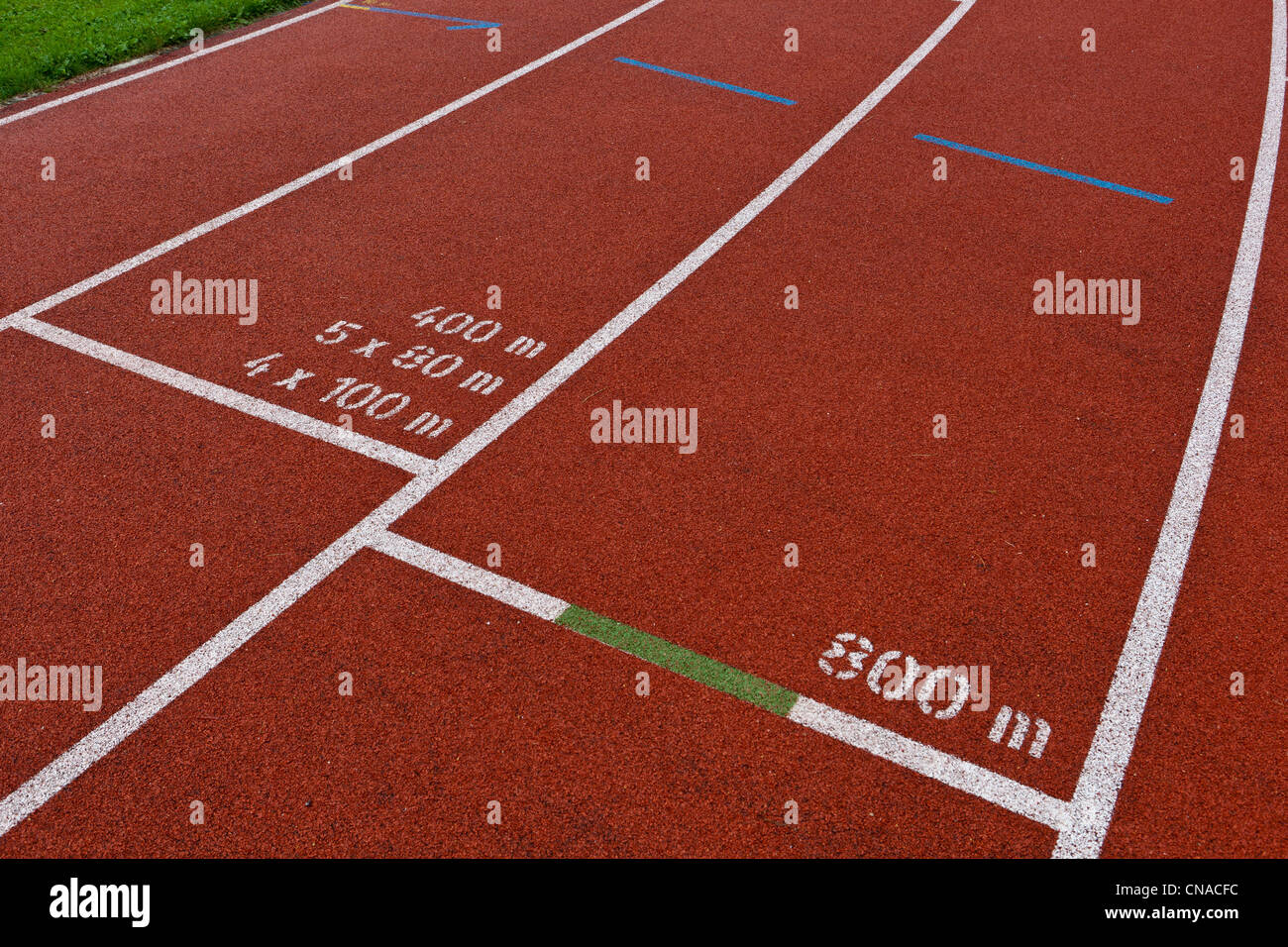 Sport grounds concept - Athletics Track Lane Numbers Stock Photo - Alamy