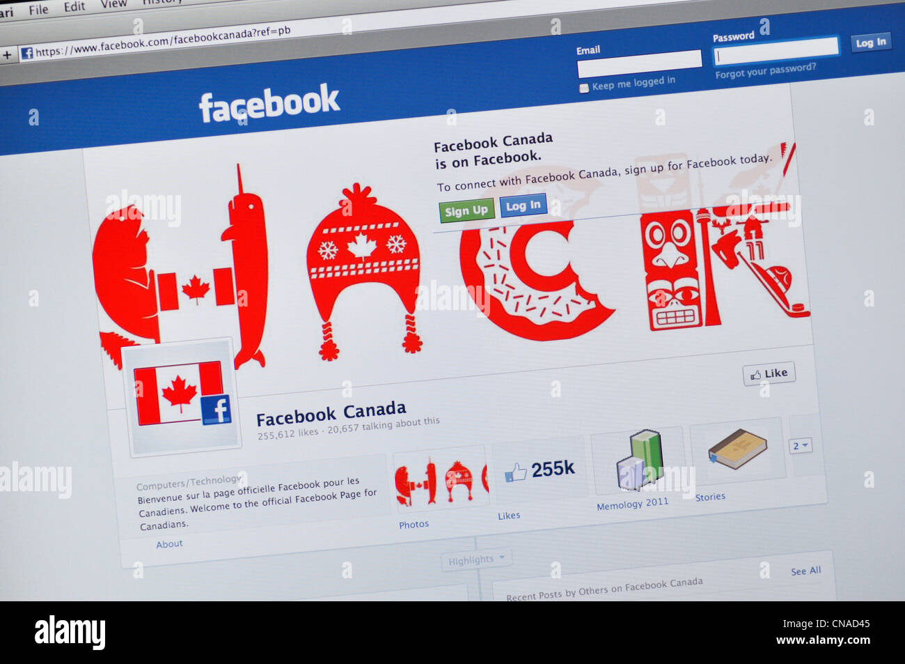 Facebook website - Canada Stock Photo - Alamy