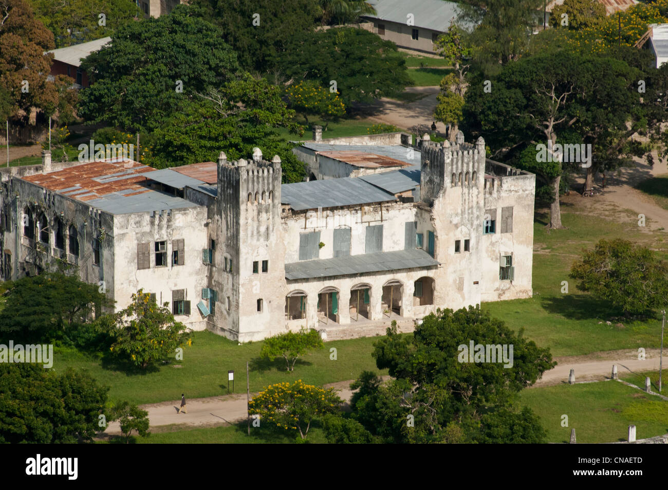 German boma built in 1897, aerial view, Bagamoyo, Pwani Region ...