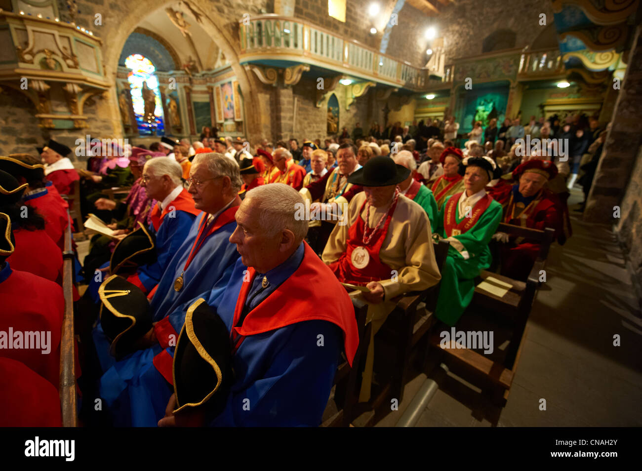 France, Aude, Gruissan, grape Harvest feasts and flavors 2011, church ...