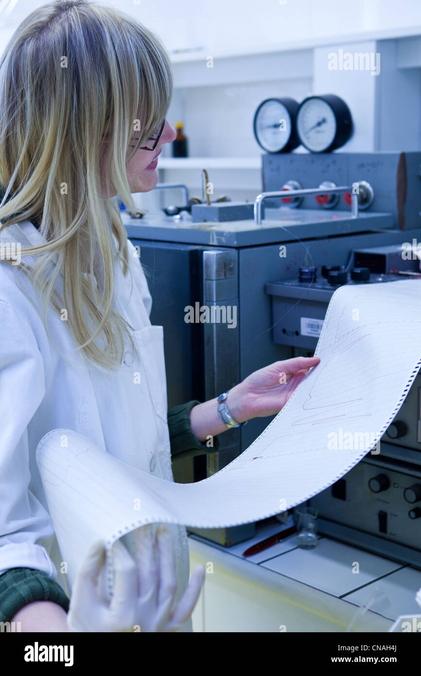 portrait of a female researcher carrying out research in a chemistry ...