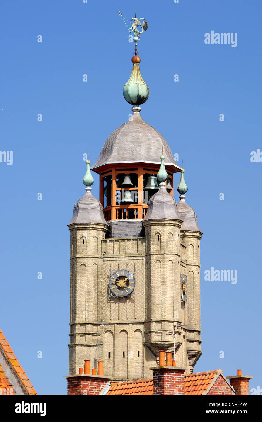 France, Nord, Bergues, Belfry of Bergues, which houses a carillon of 50 ...