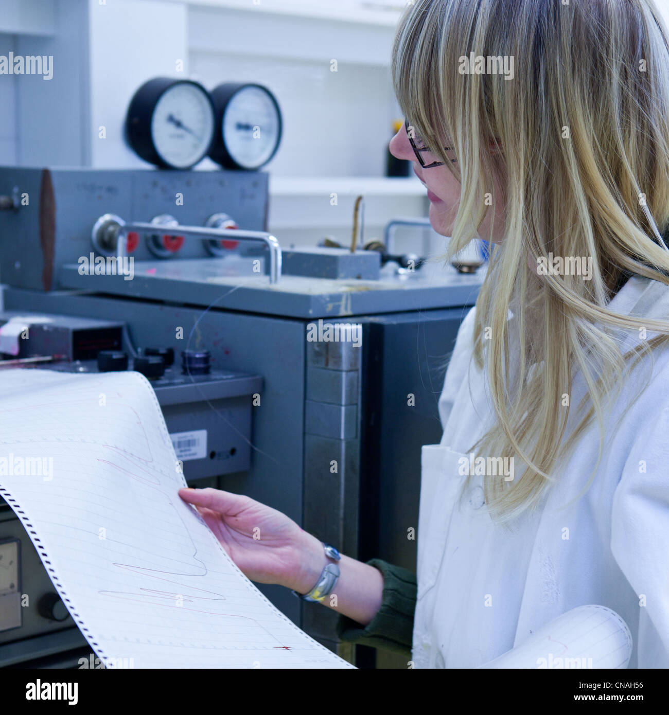 portrait of a female researcher carrying out research in a chemistry ...