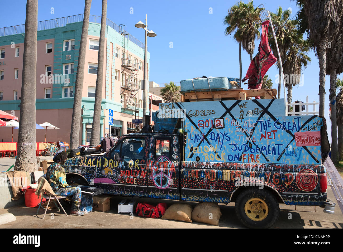 United States, California, Los Angeles, Venice Beach, car with ...