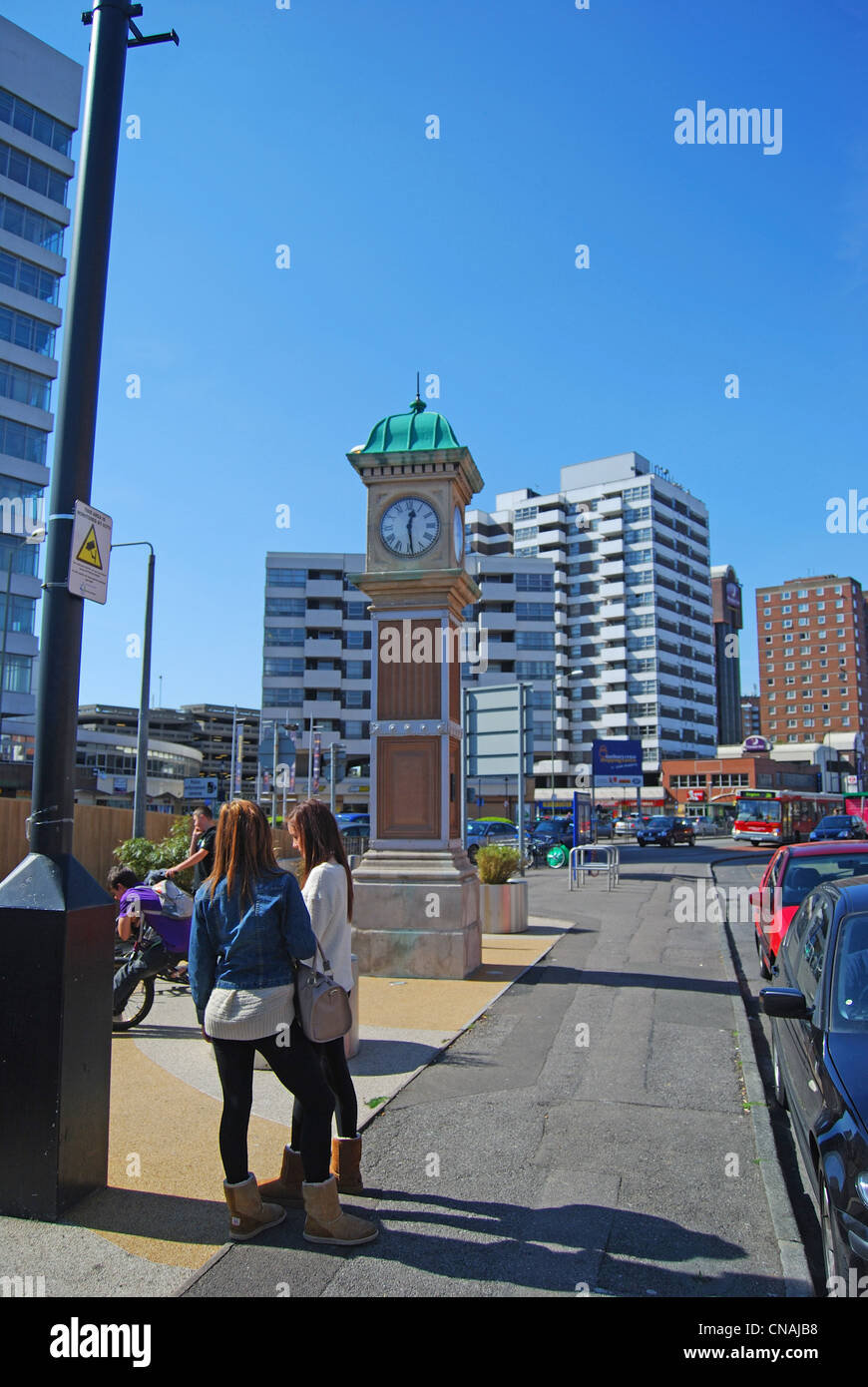 Clock tower at Sunbury Cross Centre, Sunbury-on-Thames, Surrey, England ...