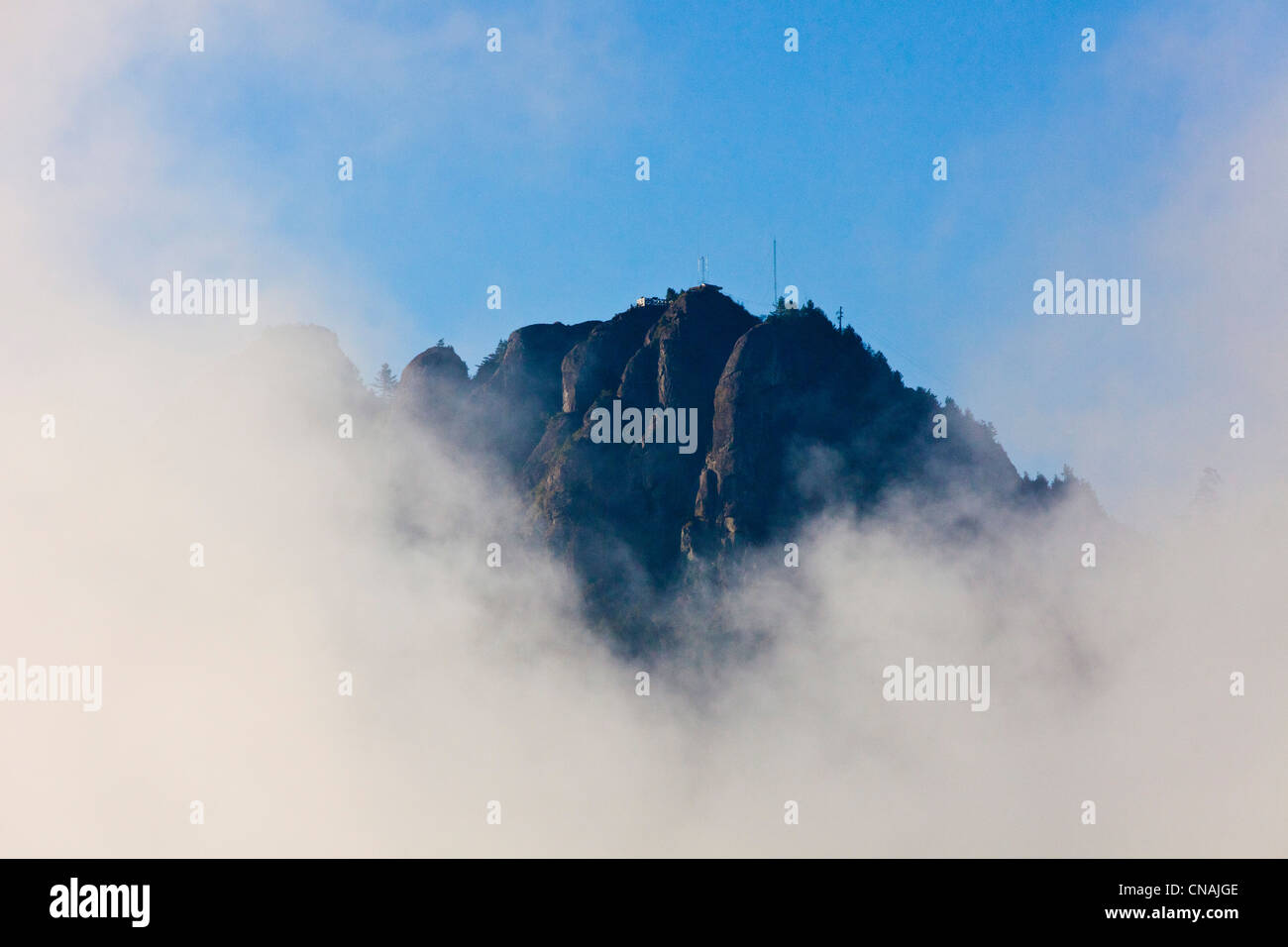 Clouds surrounding the peak of Mount Ali or Alishan Taiwan. JMH5923 ...