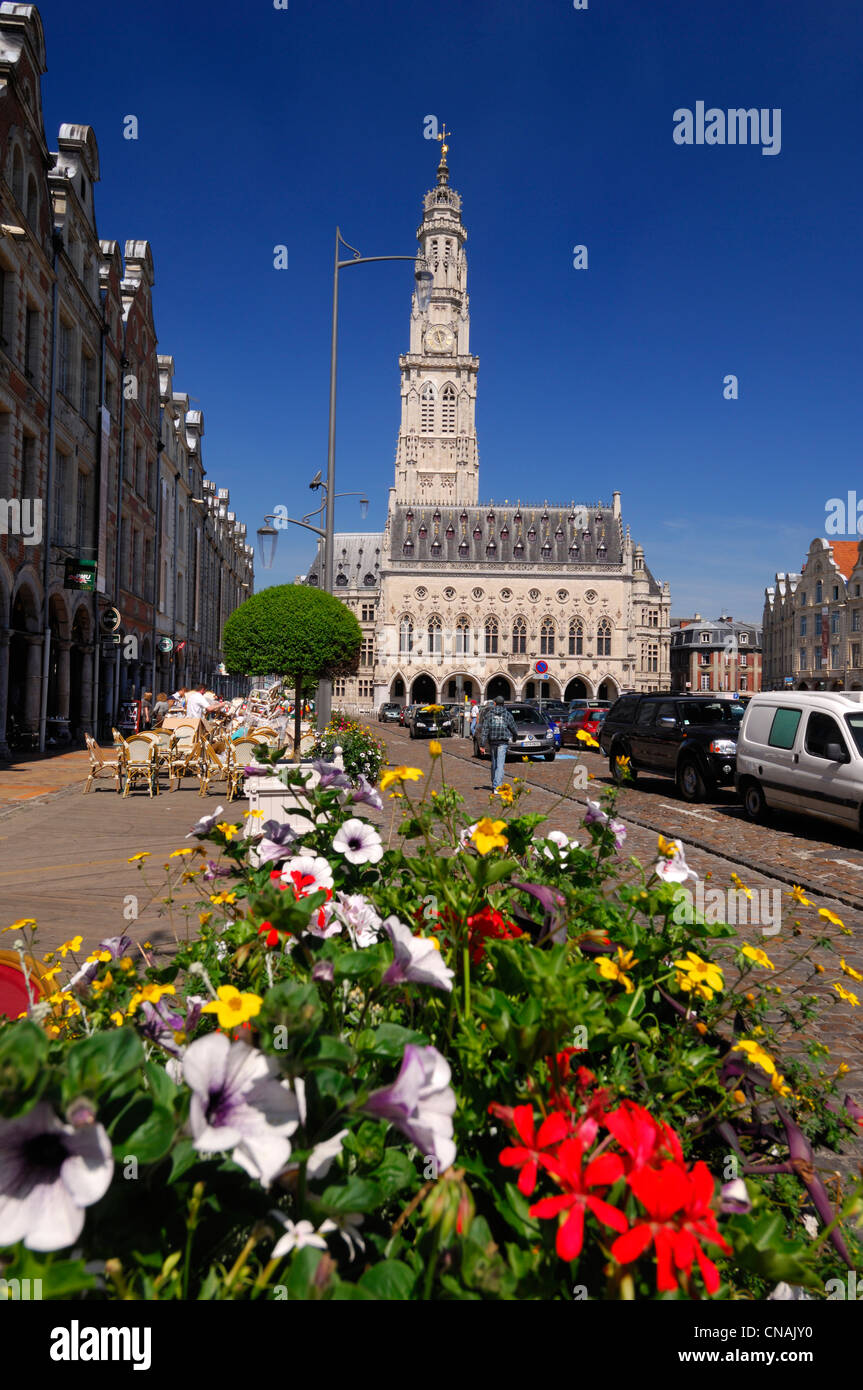 France, Pas de Calais, Arras, Place des Heros, Town Hall of Arras ...