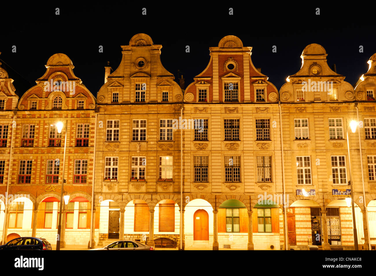France, Pas de Calais, Arras, Grand Place, Flemish Baroque style houses ...