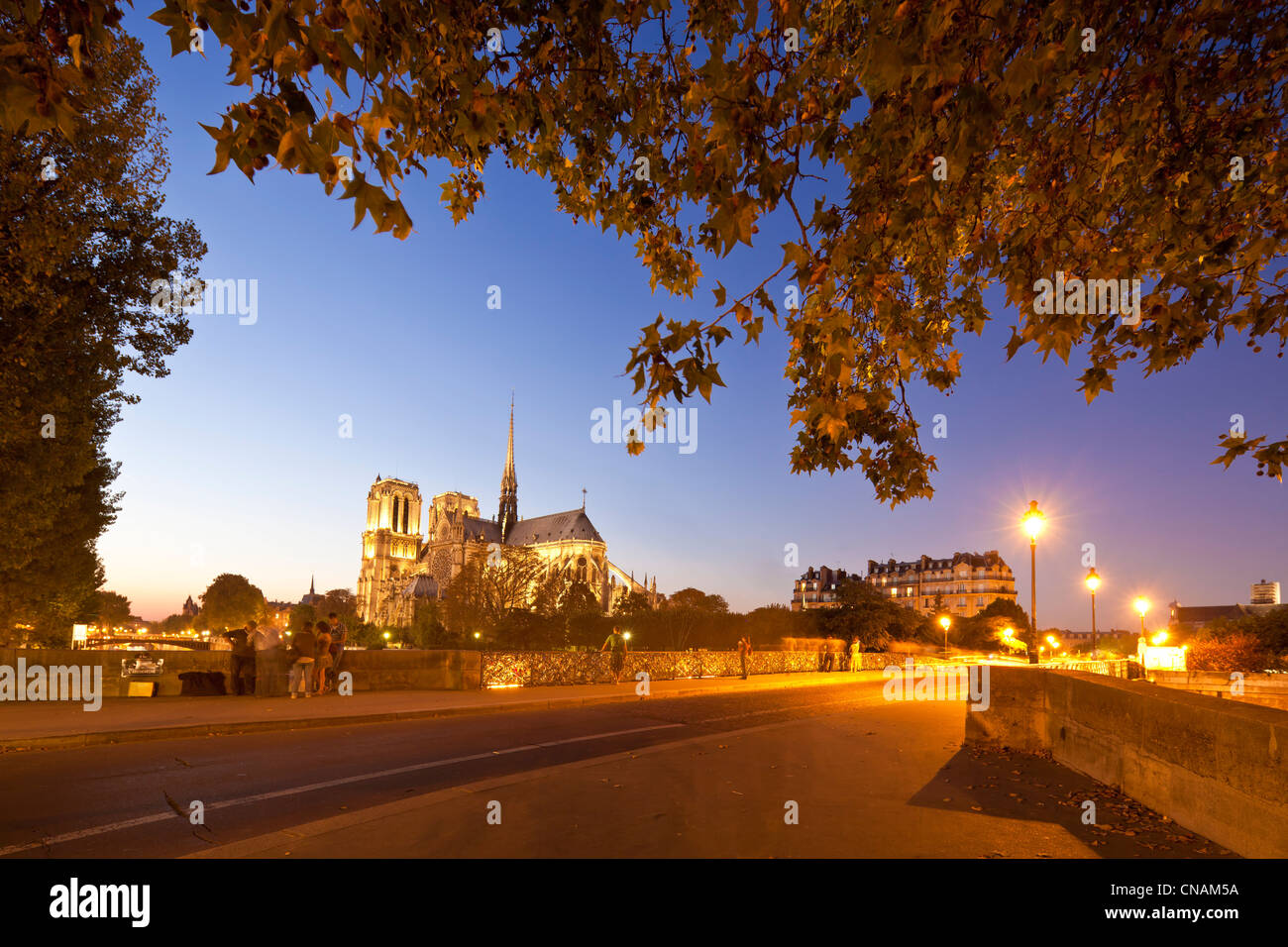 France, Paris, bridge of the Archbishopric and Notre Dame Stock Photo ...
