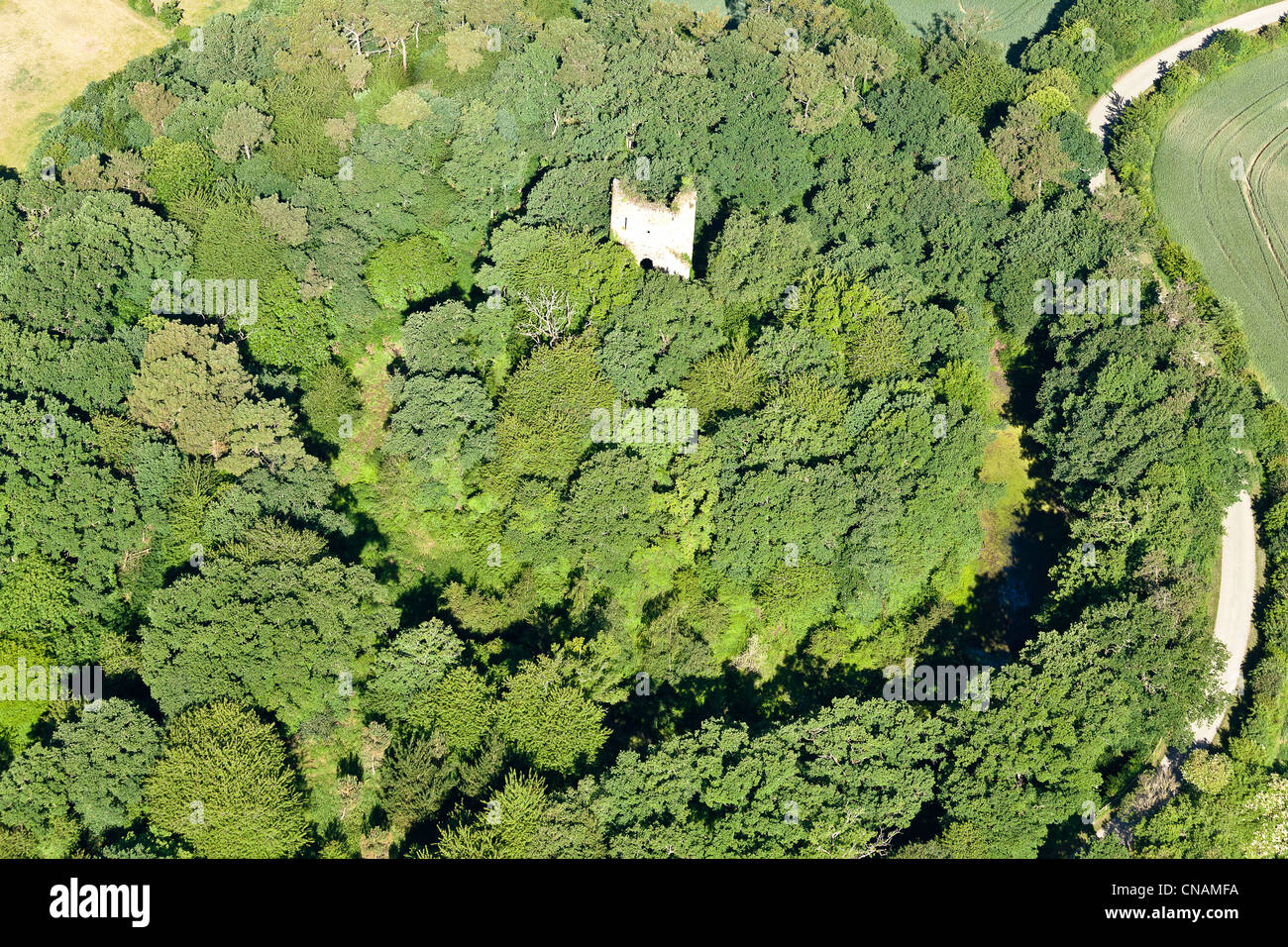 France, Loire-Atlantique, Derval, Saint-Clair castle (aerial ...