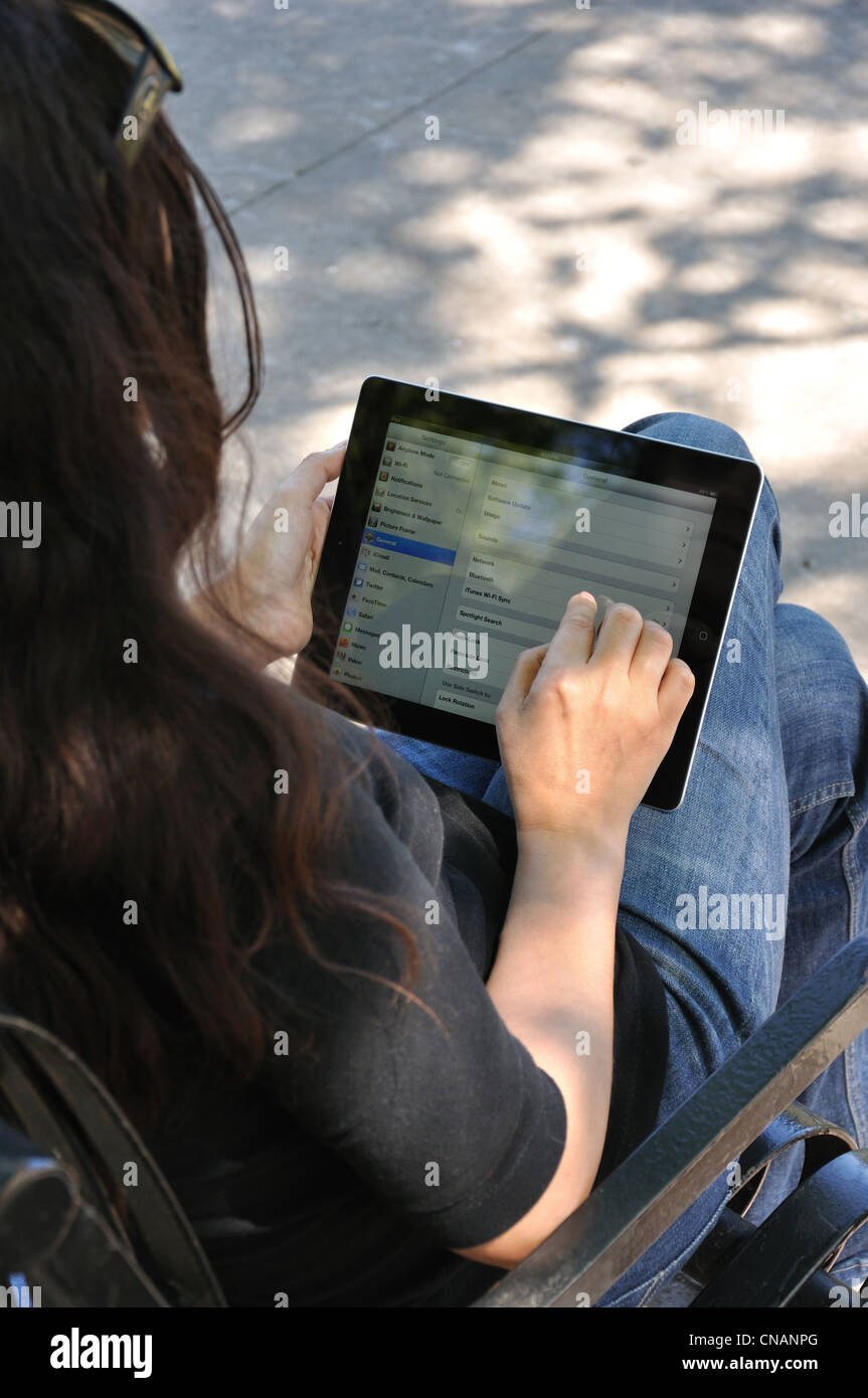 Girl with ipad Stock Photo - Alamy