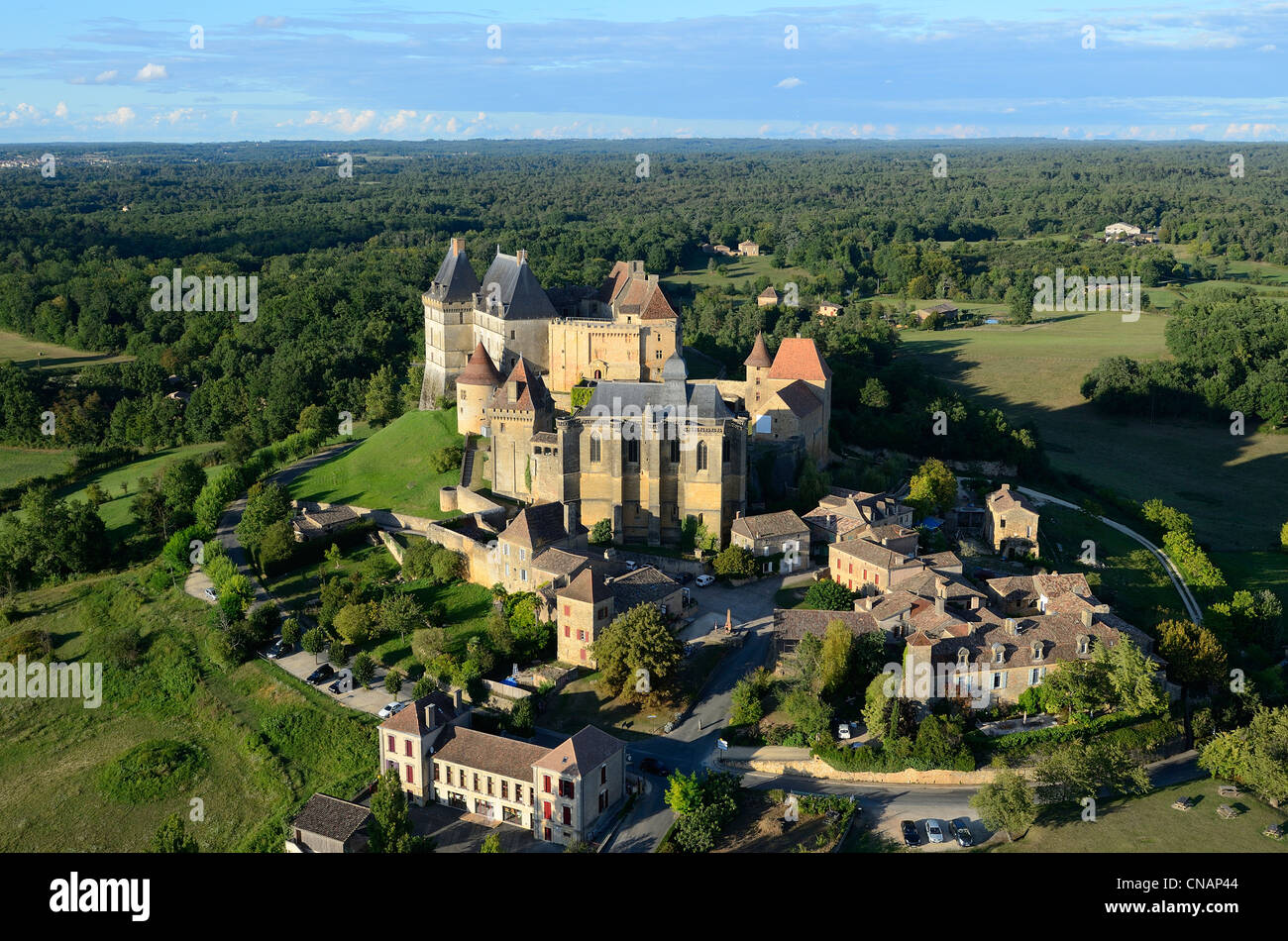 France, Dordogne, Perigord Pourpre, Biron Castle (aerial view Stock ...