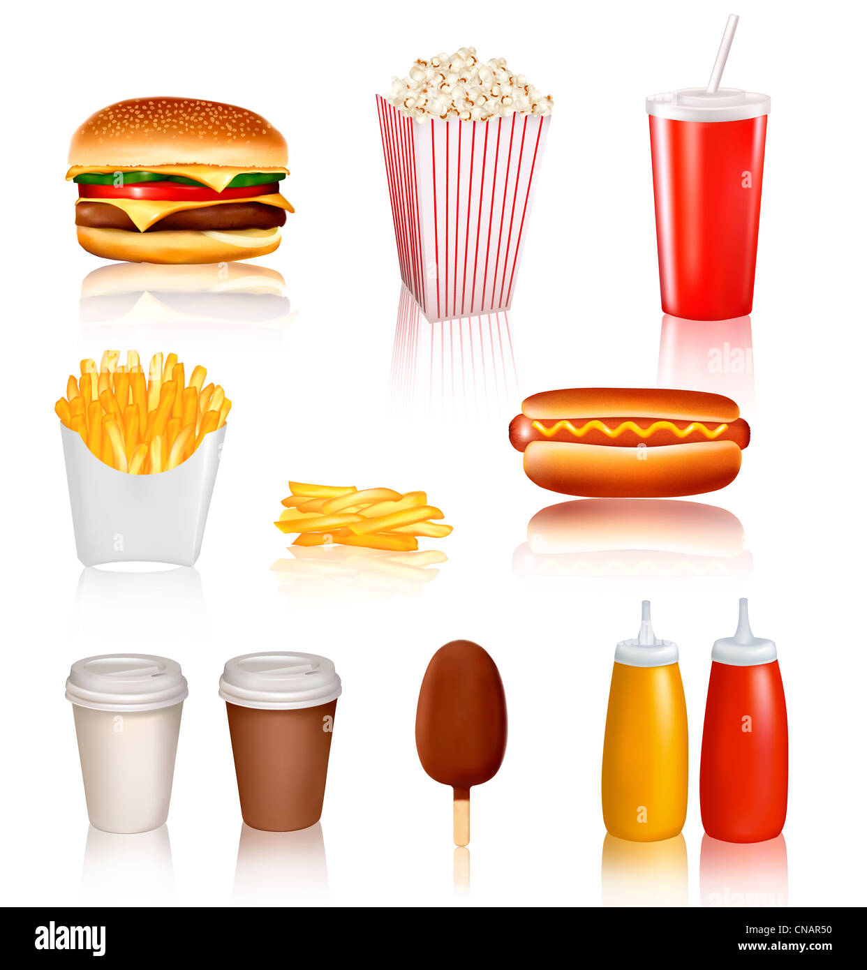 Big group of fast food products Stock Photo - Alamy