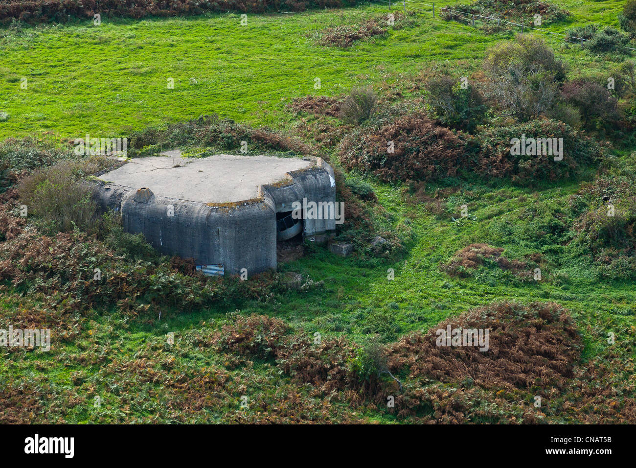France, Manche, Greville Hague, blockhouse on the rocky coast (aerial ...