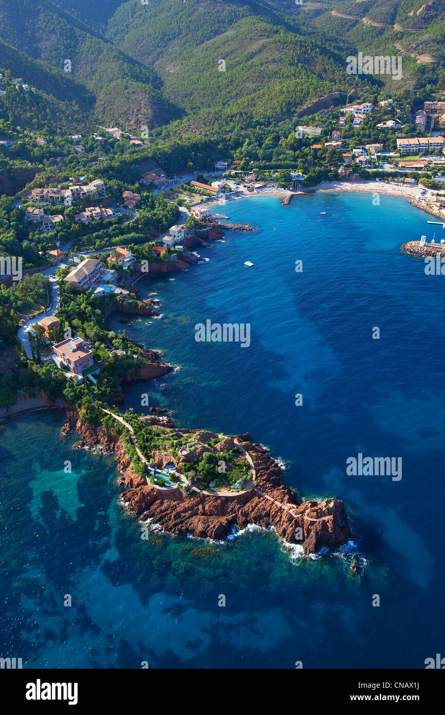 France, Var, Esterel, Saint Raphael, Le Trayas village, beach and Port ...